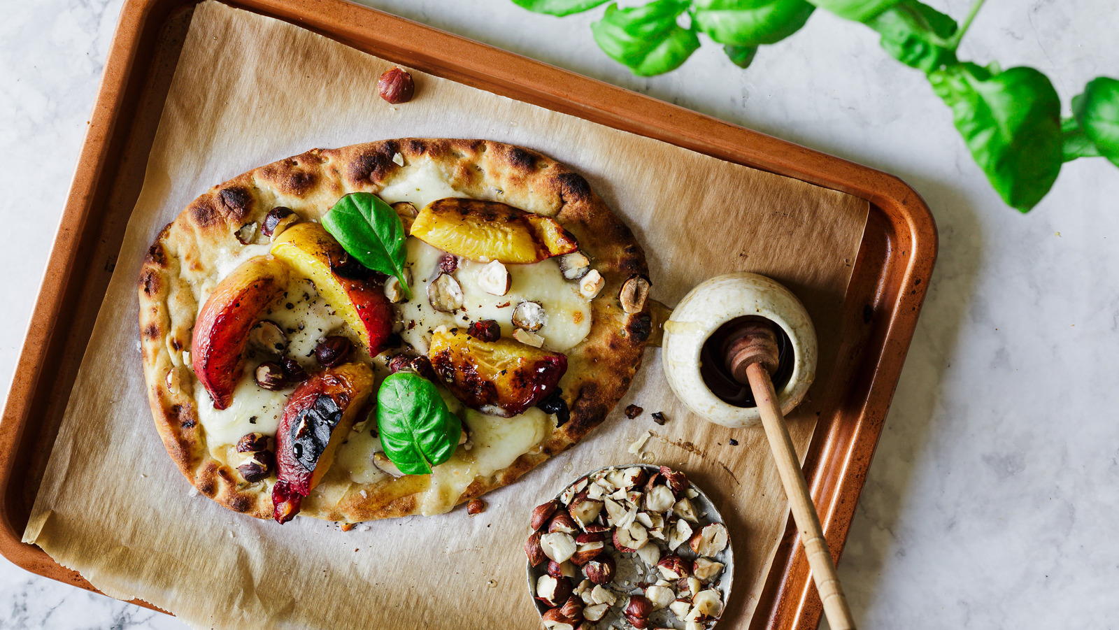 Grilled Peach And Mozzarella Flatbread Recipe