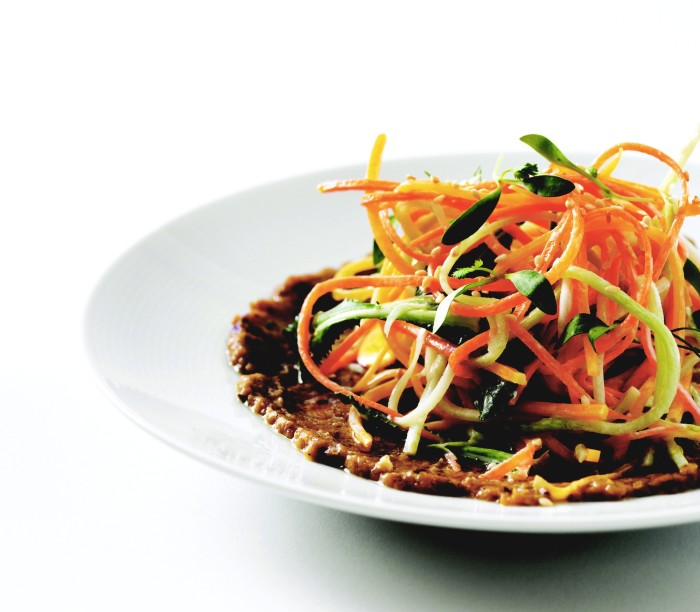 Tangle Of Raw Vegetables With Smoky Eggplant - Food Republic