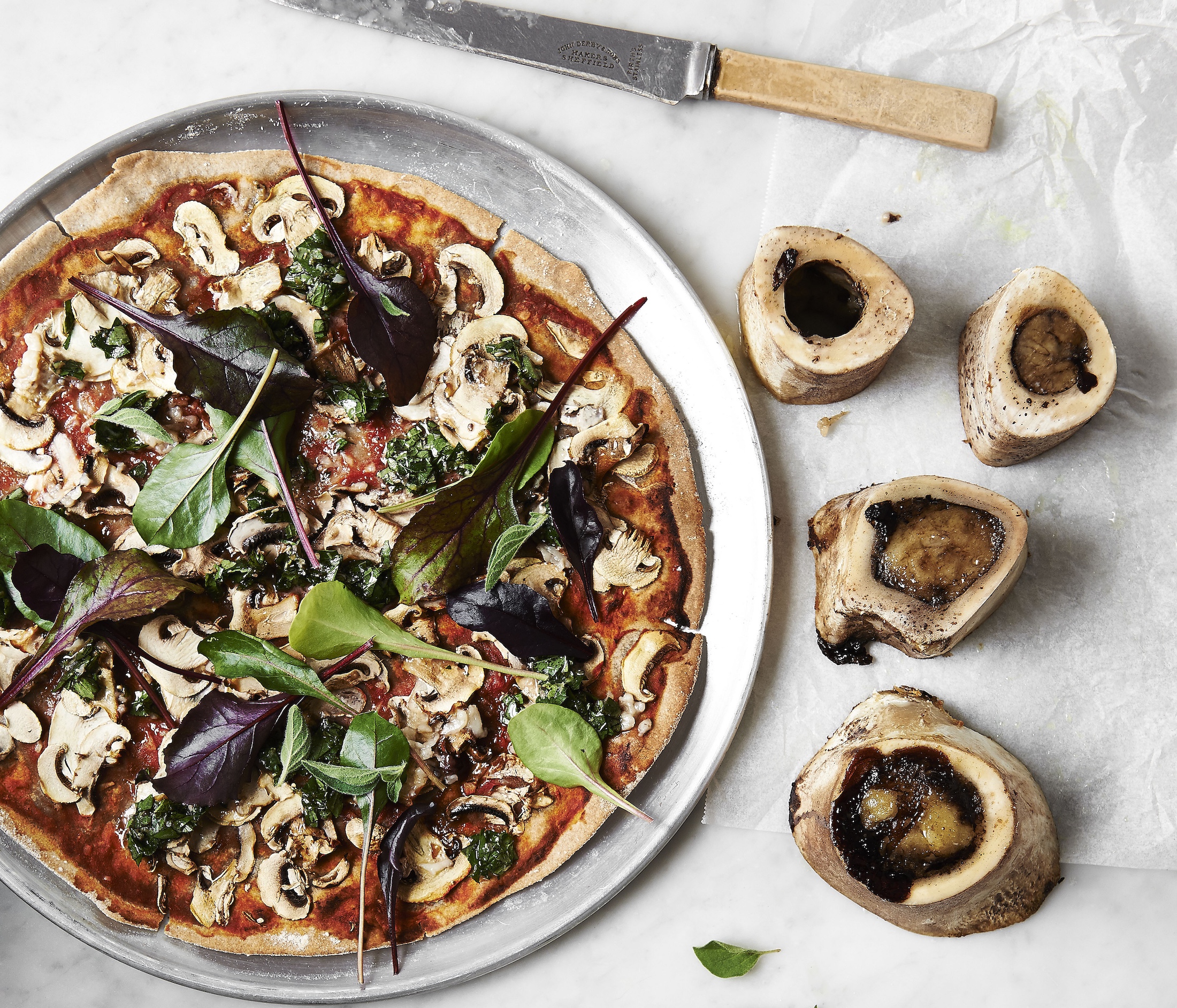 Buckwheat Pizza With Mushrooms And Bone Marrow